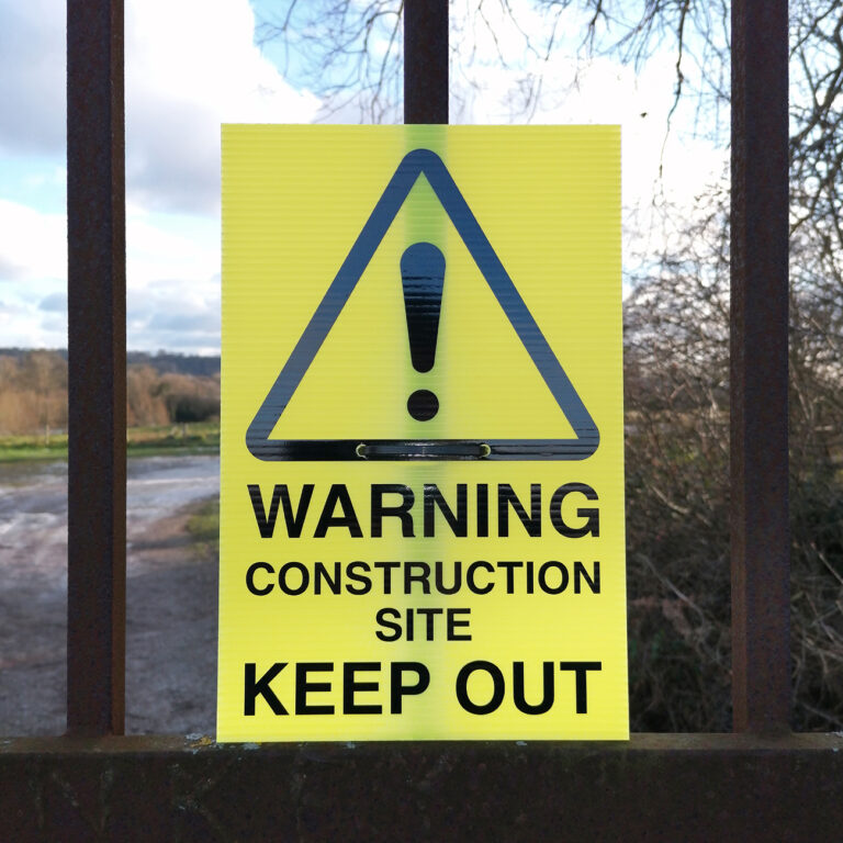 Warning Construction Site Keep Out - Corex Fence Sign - Aston Safety Signs